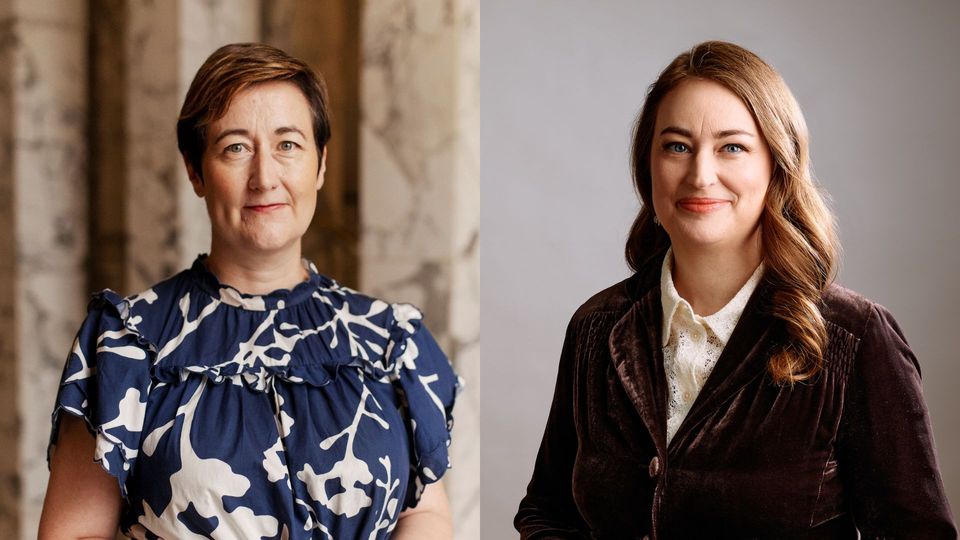 Vihreiden kansanedustajat Inka Hopsu ja Hanna Holopainen esittävät ...